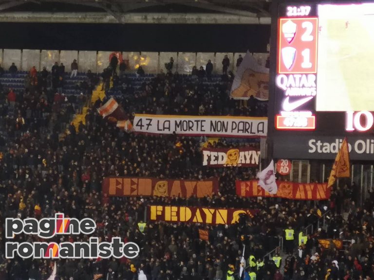 Roma-Empoli, anniversario e nuovo striscione per il gruppo dei Fedayn ...